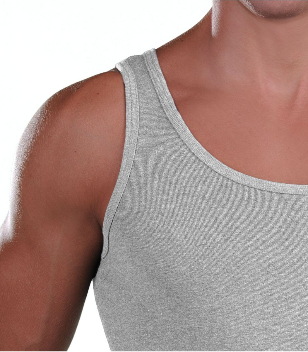Men Tank Top, melange Color Gray Size Large